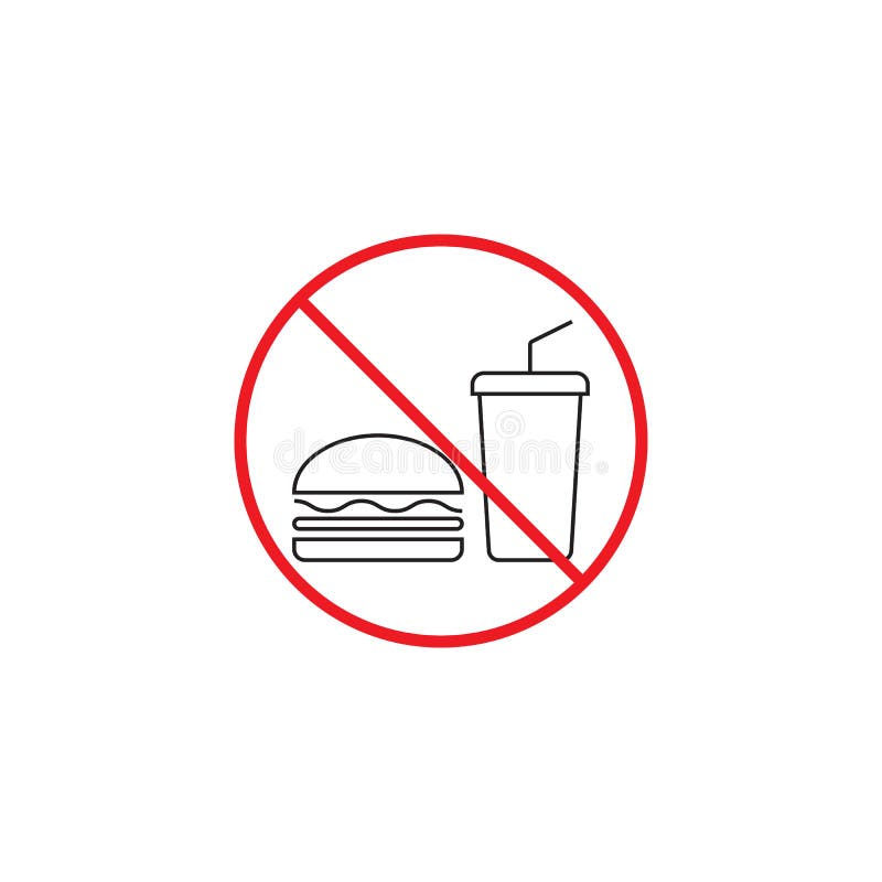 No Food Line Icon, No Eating Red Prohibited Sign Stock Vector ...