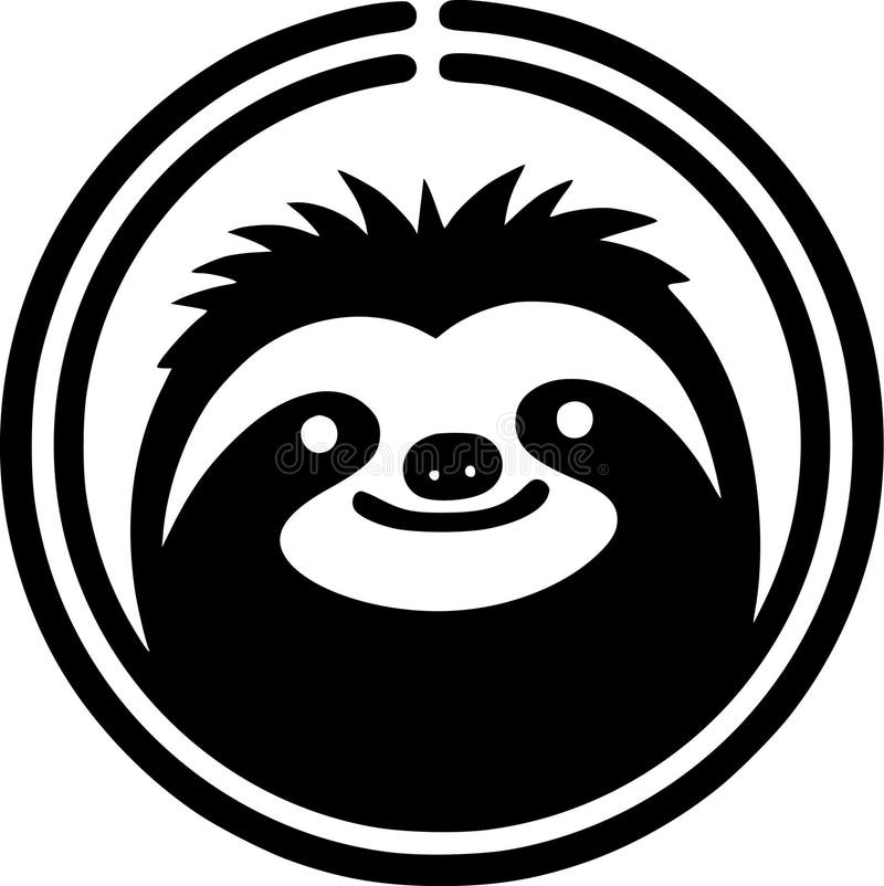 Sloth - Black and White Isolated Icon - Vector Illustration Stock ...