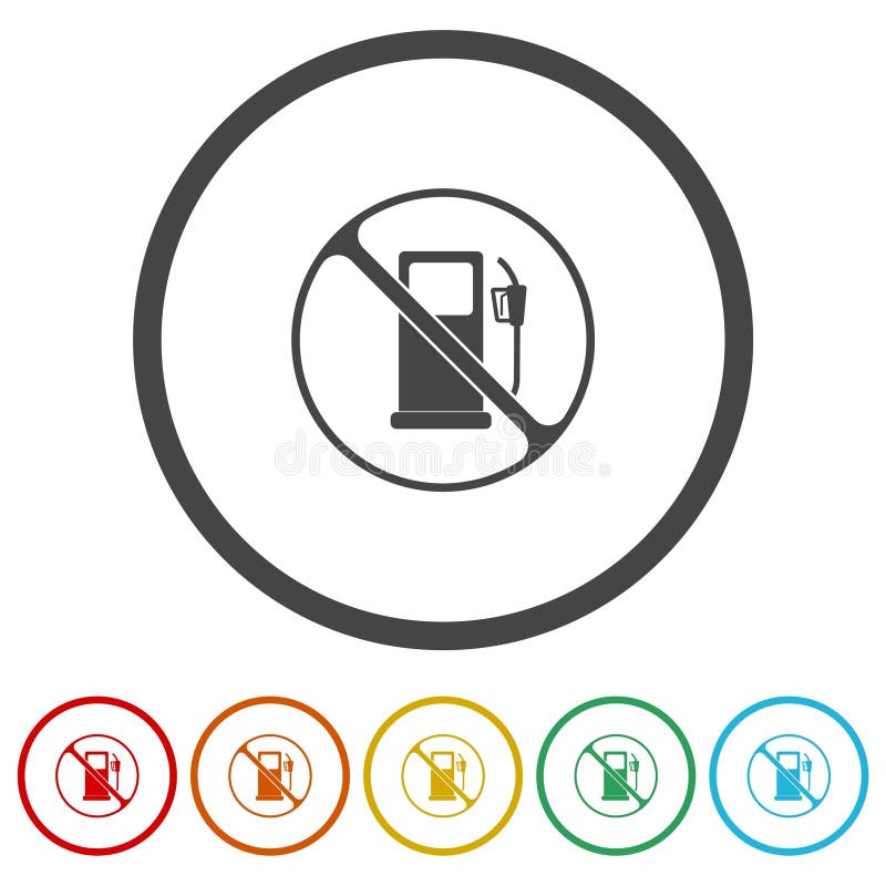 No Fuel Logo Icon. Set Icons in Color Circle Buttons Stock Vector ...