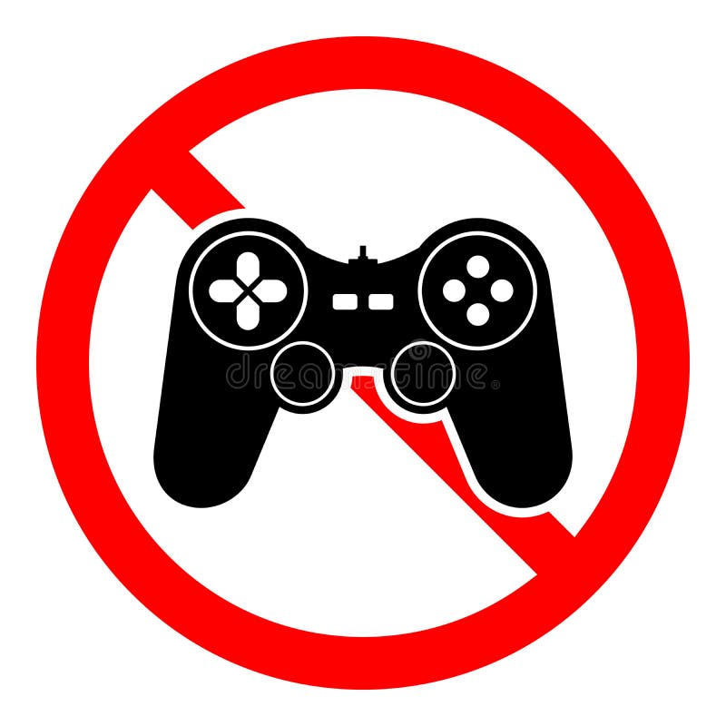 No Gaming Sign. Game Joystick Icon. Game is Prohibited Stock ...