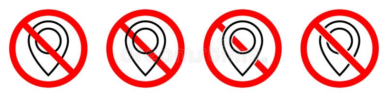 No GPS Icon. Map Pointer Ban Icon. Award is Prohibited. Vector Icons ...