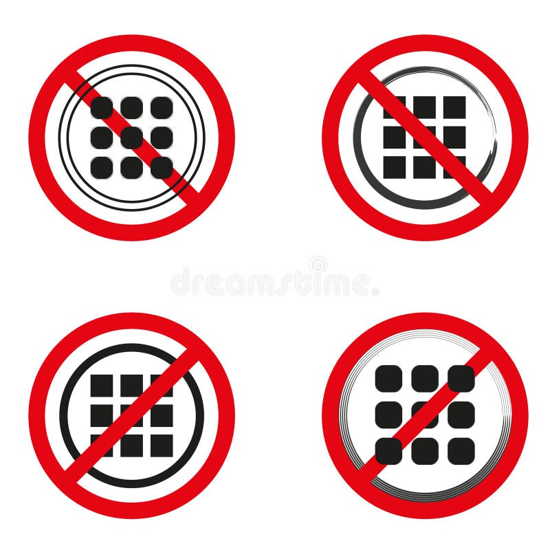 No Grid Icon. Prohibited Squares Symbol. Red Circle Warning. Vector ...