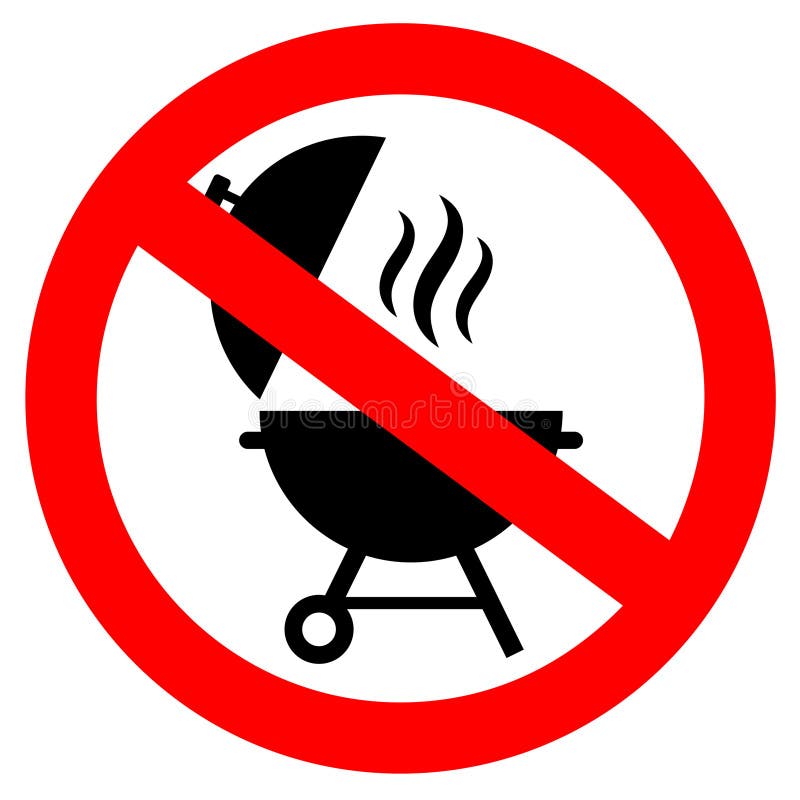 No Grill Vector Sign, Bbq Forbidden Icon Stock Vector - Illustration of ...