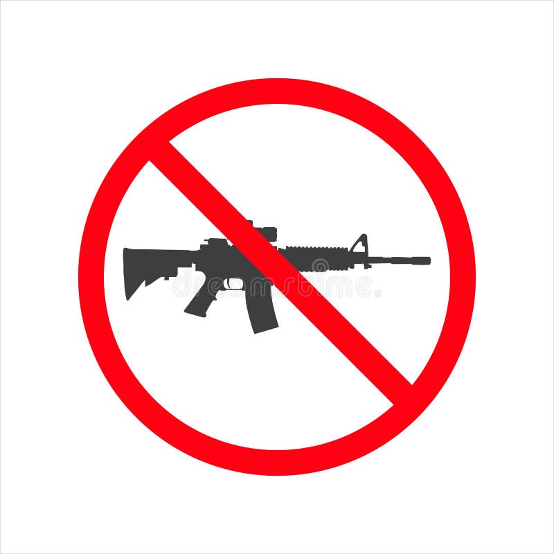 No Guns Sign with Automatic Rifle. Stock Vector - Illustration of ...