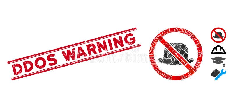 No Hat Mosaic and Scratched Ddos Warning Seal with Lines Stock Vector ...