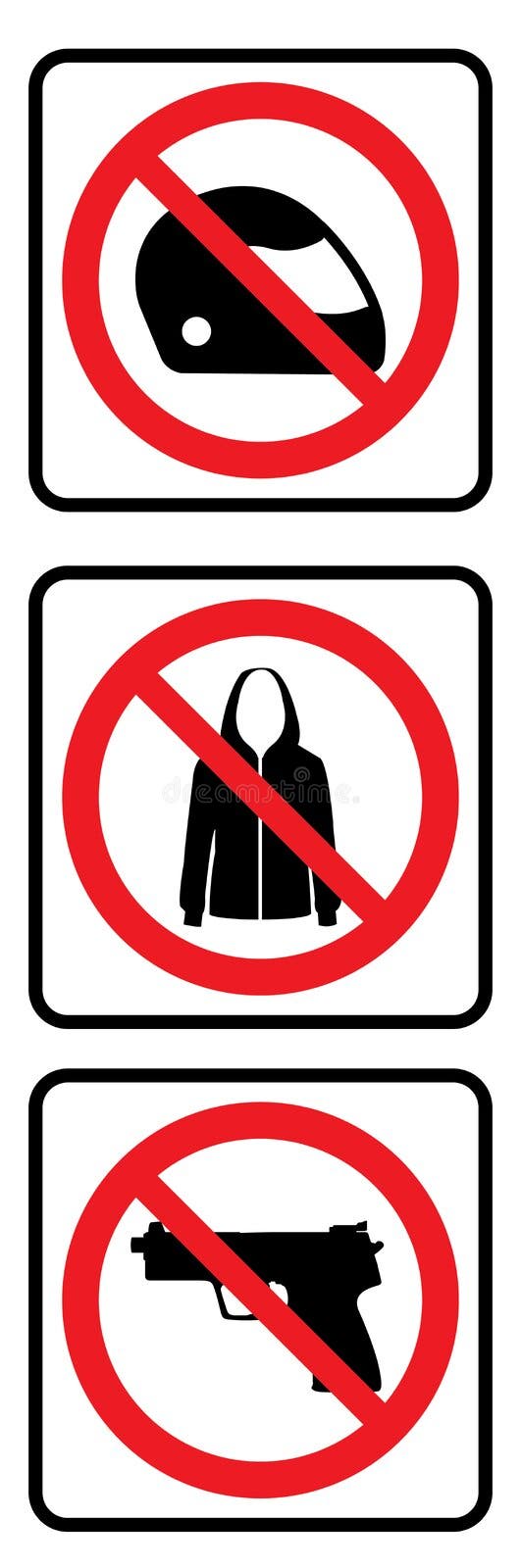 No Helmet Sign, No Jacket Sign and No Gun Sign Stock Vector ...