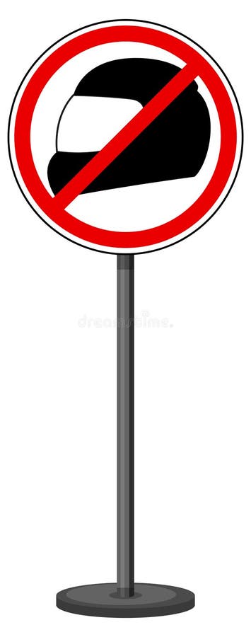 No Helmet Sign with Stand Isolated on White Background Stock Vector ...
