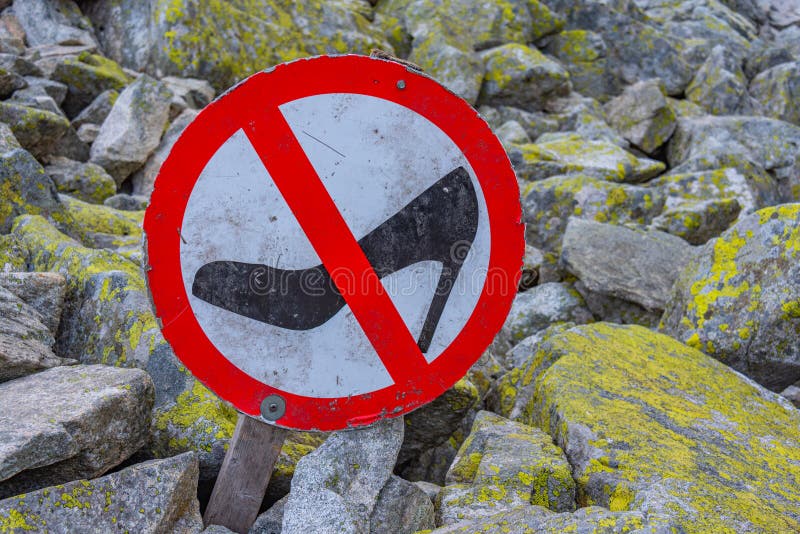 No High Heels in Mountain Sign in Slovakia Stock Image - Image of shoe ...