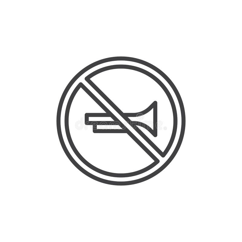 No Horn Prohibited Road Signs Line Icon Stock Vector - Illustration of ... No Horn Prohibited Road Signs Line Icon Stock Vector - Illustration of ...