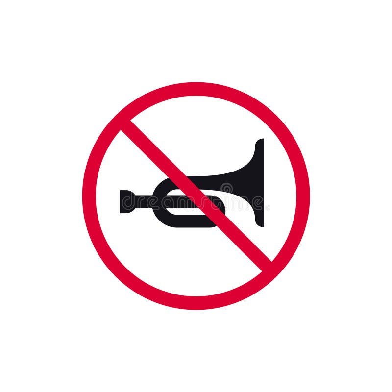 No Horn Prohibited Sign, No Honk Forbidden Modern Round Sticker, Vector ...