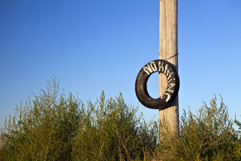 No Hunting on a Tire Outside of Medicine Bow National Forest, Wy Stock ...