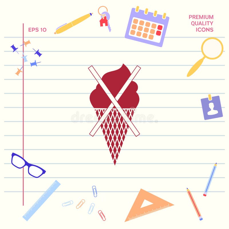 No Ice Cream Symbol Icon . Graphic Elements for Your Design Stock ...