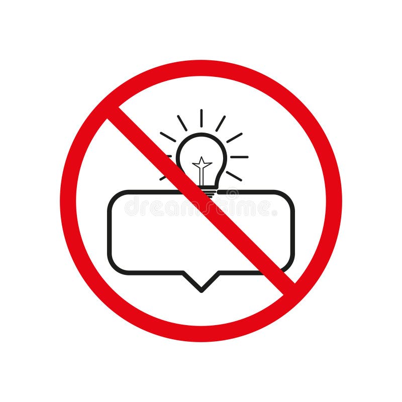 No Idea Sign. Light Bulb Symbol. Prohibition Red Circle. Vector ...