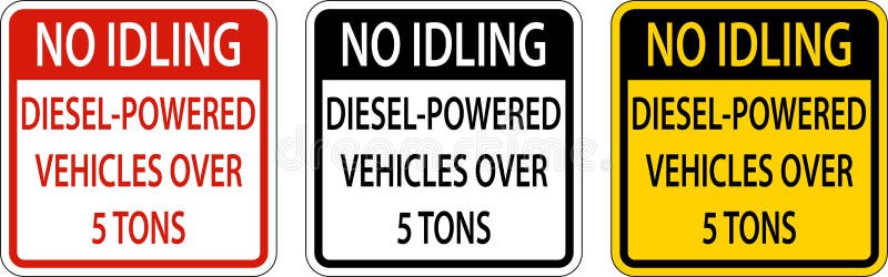 No Idling Diesel Vehicles Sign on White Background Stock Vector ...
