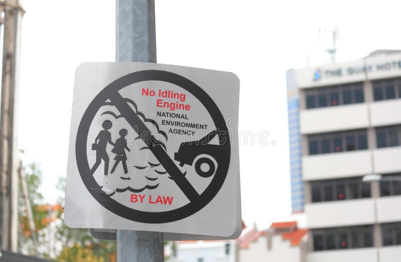 No Idling Engine Sign Singapore Editorial Stock Image - Image of idling ...