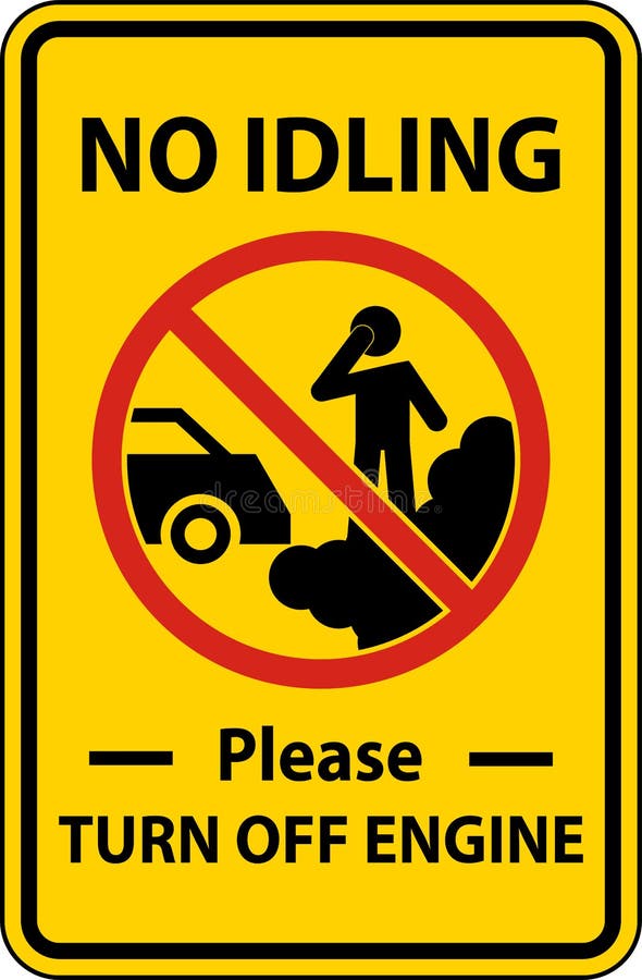 No Idling, Turn Off Engine. Prohibition Sign on White Background Stock ...