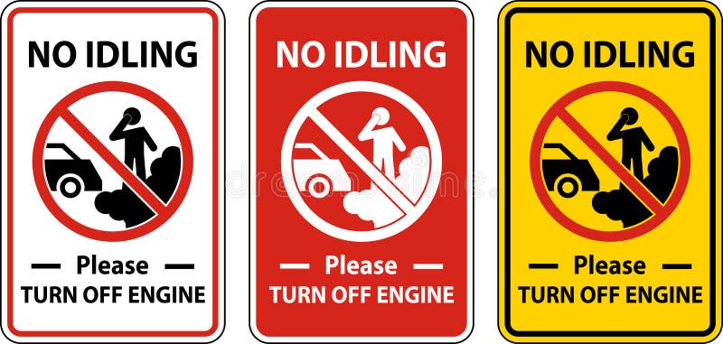 No Idling Turn Off Engine Sign on White Background Stock Vector ...