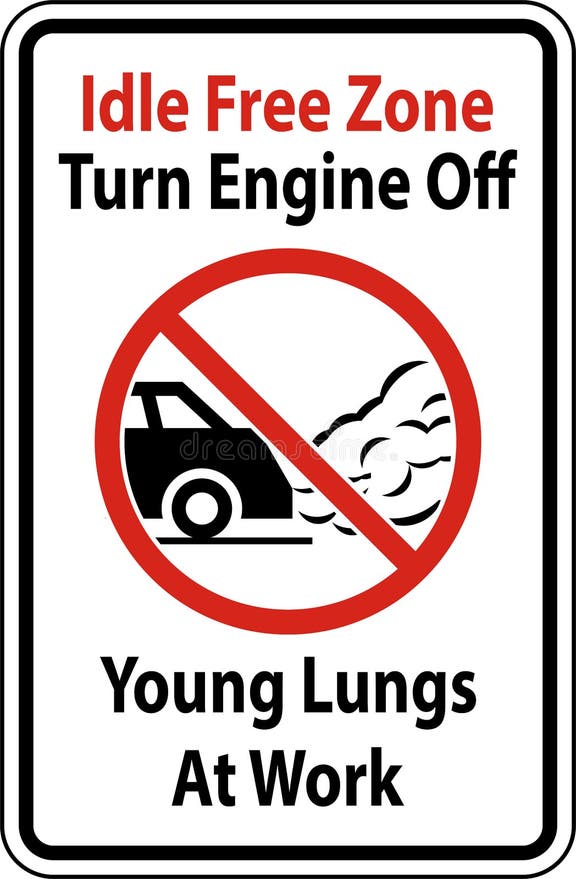 No Idling Zone Please Turn Off Engine Sign on White Background Stock ...