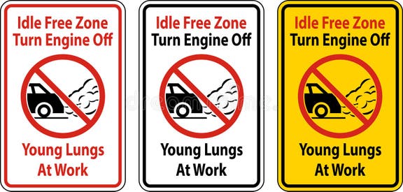 No Idling Zone Please Turn Off Engine Sign on White Background Stock ...
