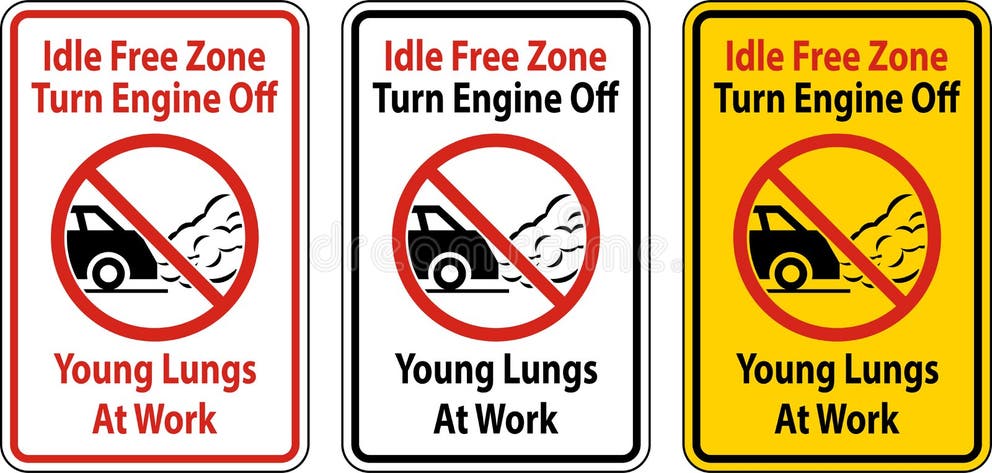 No Idling Zone Please Turn Off Engine Sign on White Background Stock ...