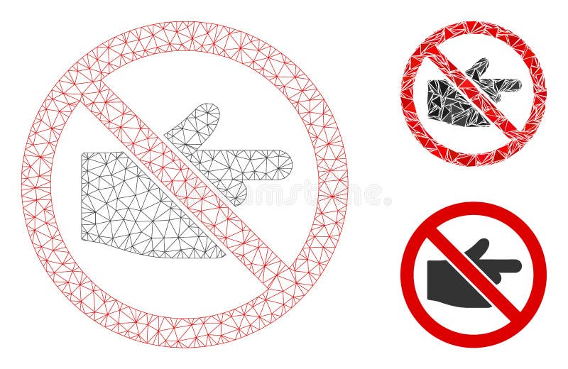 No Index Finger Vector Mesh Wire Frame Model and Triangle Mosaic Icon ...