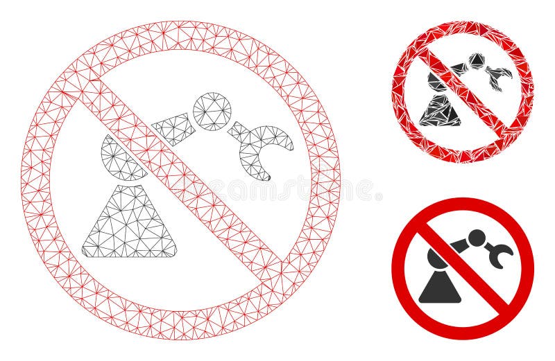No Industrial Robotics Vector Mesh 2D Model and Triangle Mosaic Icon ...