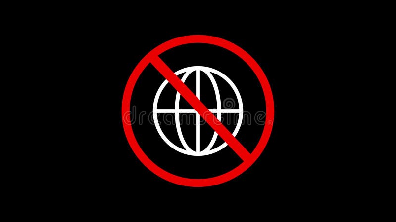 No Internet Connection Allowed Globe Crossed Sign of Disconnected ...
