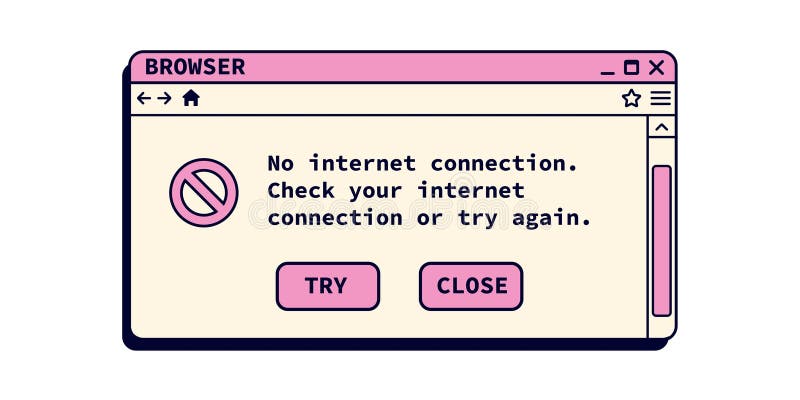 No Internet Connection Window in Retro Style. Stock Illustration ...