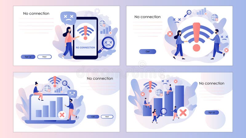 No Internet Connection. Wireless Connectivity Disconnect. Error Connection Wifi. No Signal ...