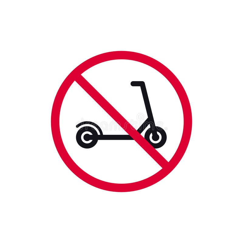 No Kick Scooter Prohibited Sign, Forbidden Modern Round Sticker, Vector ...