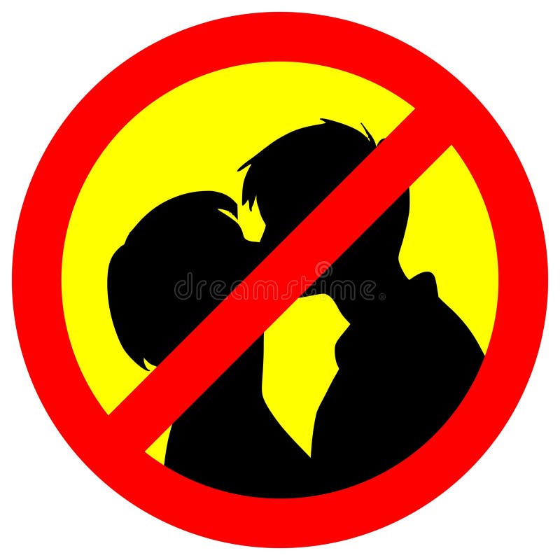 No Kissing or Public Affection Allowed Warning Sign Vector Graphics ...