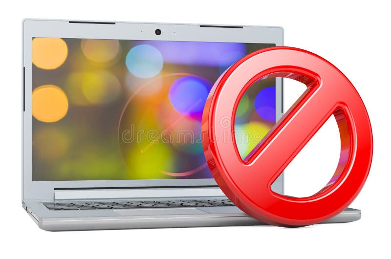 Not Use Laptop - Prohibition Sign Isolated on Transparent Background ...