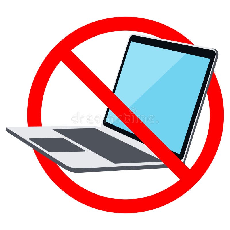 Not Use Laptop - Prohibition Sign Isolated on Transparent Background ...