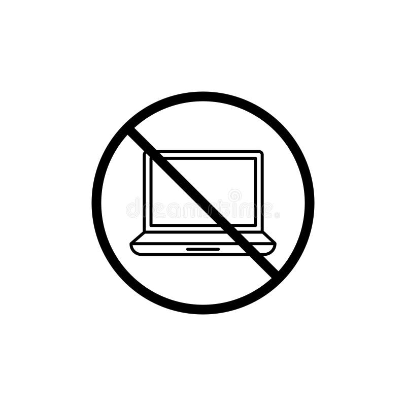 No Laptop Sign. Forbidden Pc Vector Symbol. Laptop Not Allowed Sign ...
