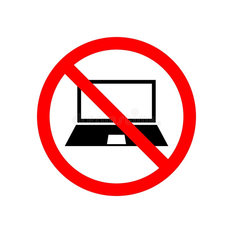 No Laptop Sign. Forbidden Pc Vector Symbol. Laptop Not Allowed Sign ...