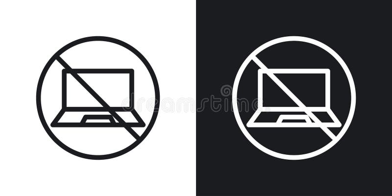 No Laptop Sign. Forbidden Pc Vector Symbol. Laptop Not Allowed Sign ...