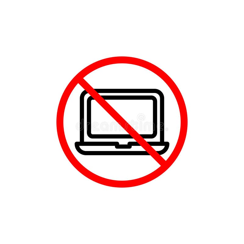 No Laptop Sign. Forbidden Pc Vector Symbol. Laptop Not Allowed Sign ...