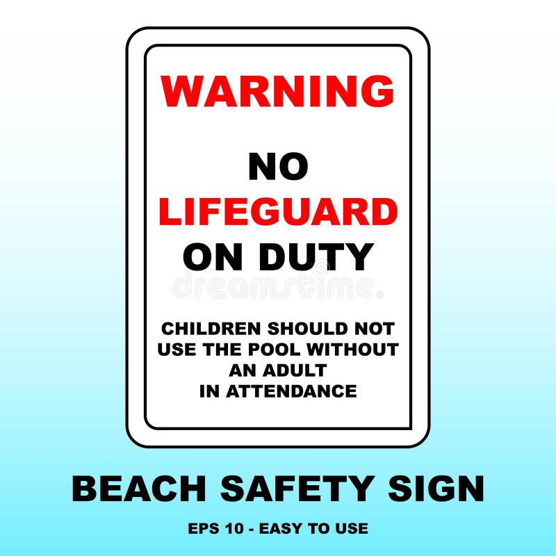 No Lifeguard Beach Signage: Safety Warning Vector Design Stock ...