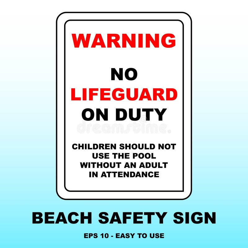 No Lifeguard Beach Signage: Safety Warning Vector Design Stock ...