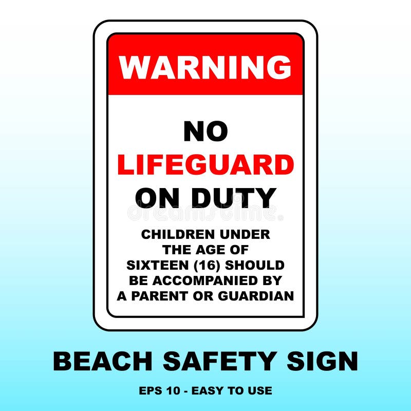 No Lifeguard Beach Signage: Safety Warning Vector Design Stock ...