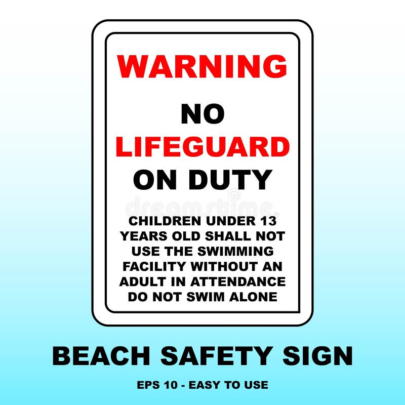 No Lifeguard Beach Signage: Safety Warning Vector Design Stock ...