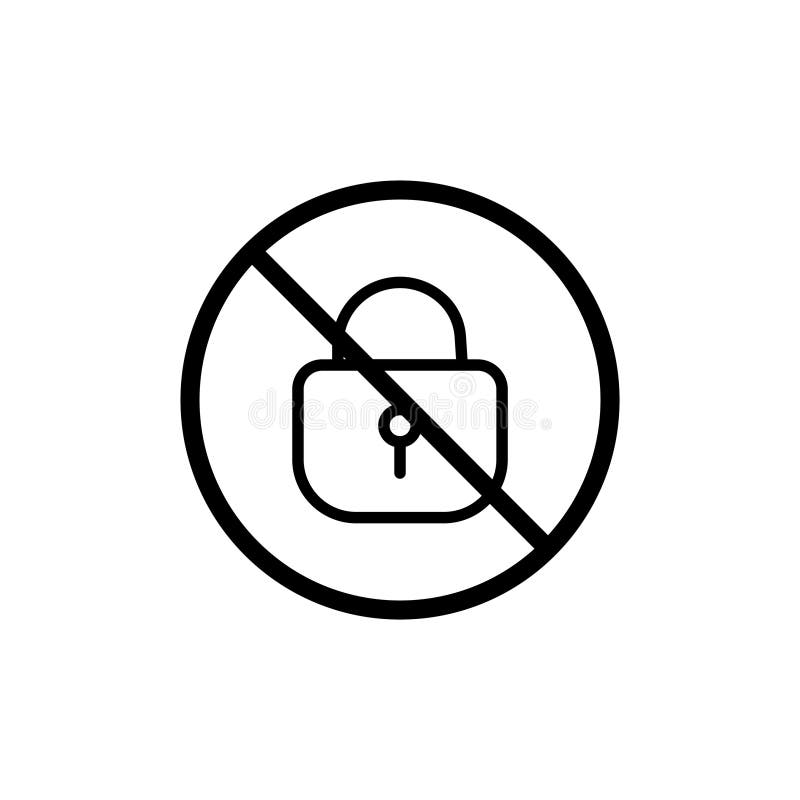 No Lock Sign. No Computer Security Password Vector Symbol. No Safety ...