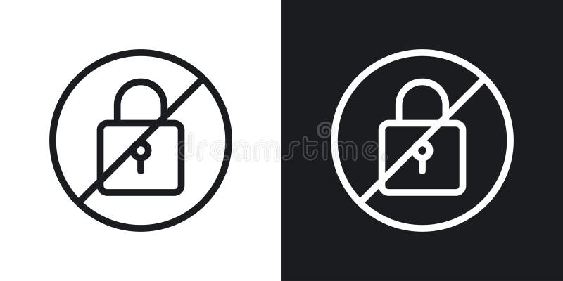 No Lock Sign. No Computer Security Password Vector Symbol. No Safety ...