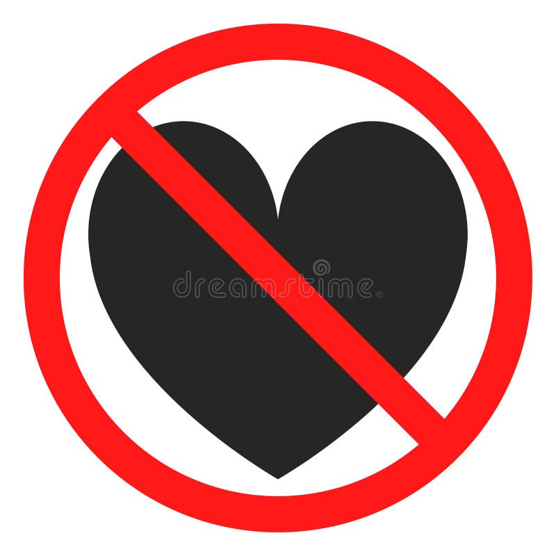 No Love Heart Shape Sign Graphic Design Stock Illustration ...