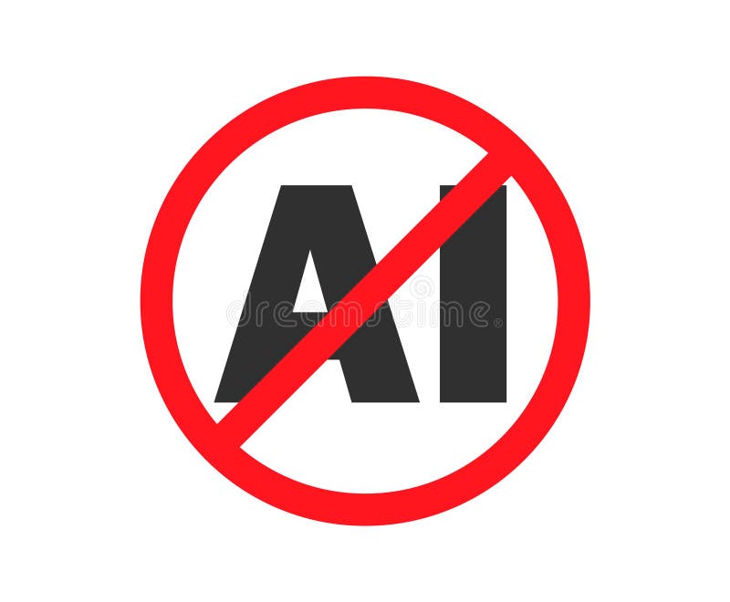 No Machine Learning Head Symbol, AI Not Allowed Icon, Artificial ...