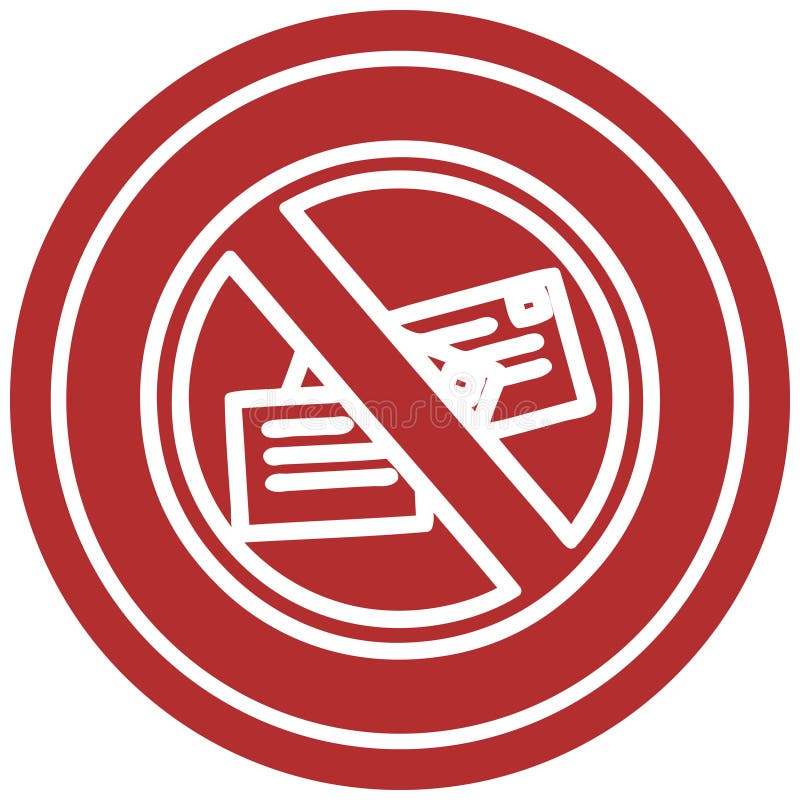 No Mail Circular Icon Symbol Stock Vector - Illustration of line, post ...