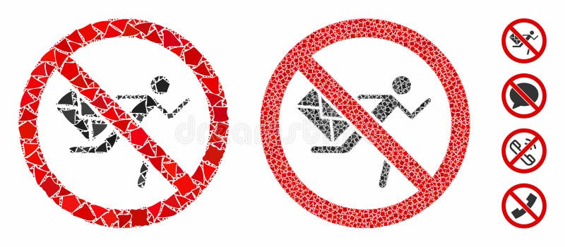 No Mail Courier Composition Icon of Rugged Pieces Stock Vector ...
