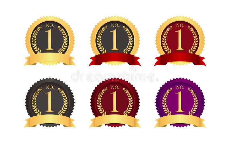 No.1 Medal Icon Illustration Set with Text Space Stock Vector ...