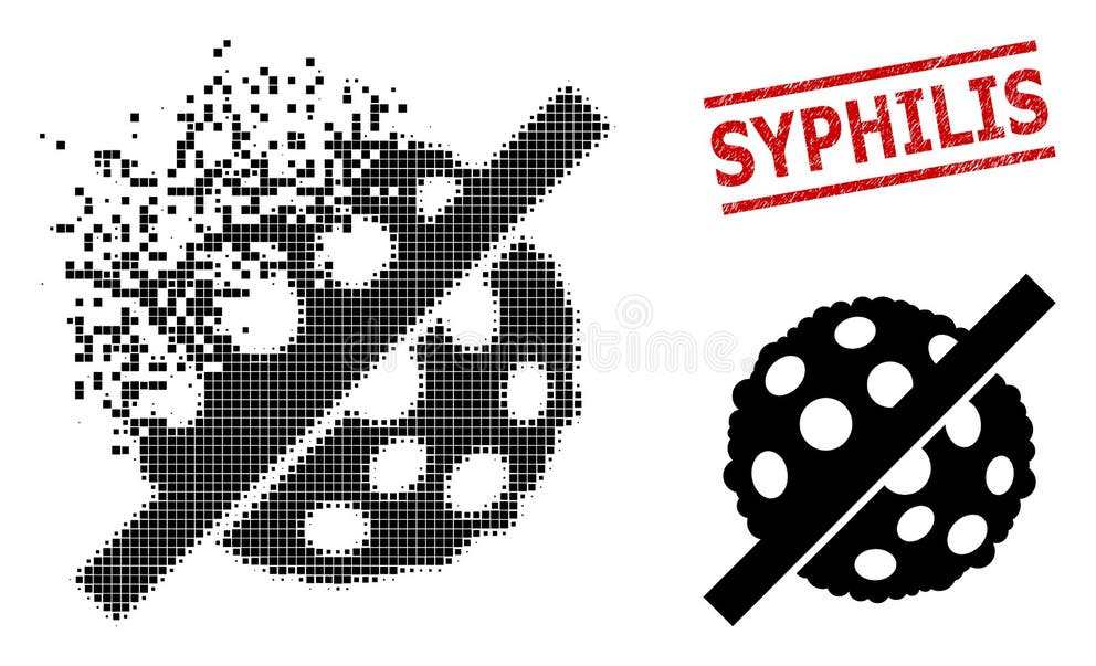 Dissolving Pixelated No Microbe Spore Icon and Textured Syphilis Stamp ...