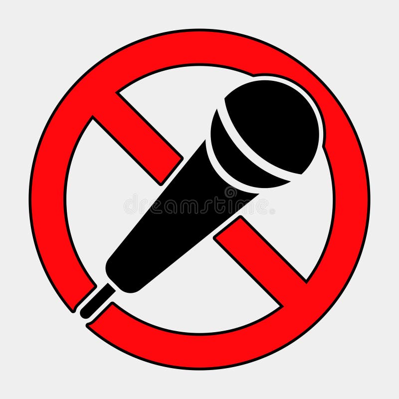 No Microphone Allowed Sign. Audio Prohibition Symbol. Vector Silent ...